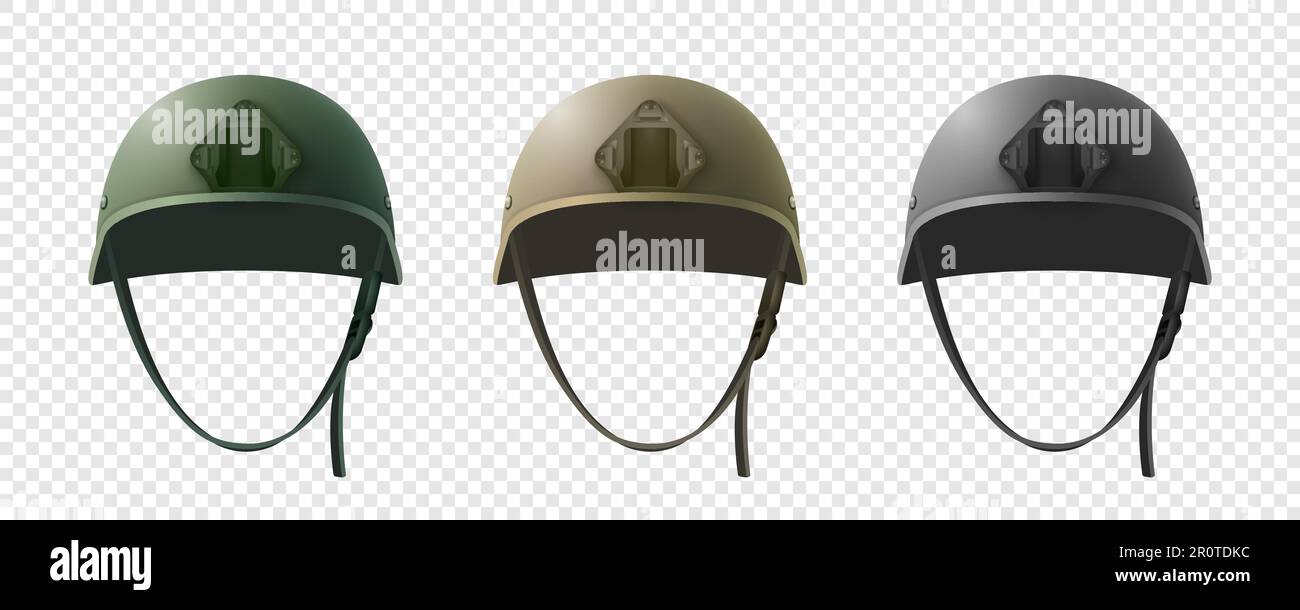 Vector 3d Realistic Military Helmet Icon Set Closeup Isolated. Green ...