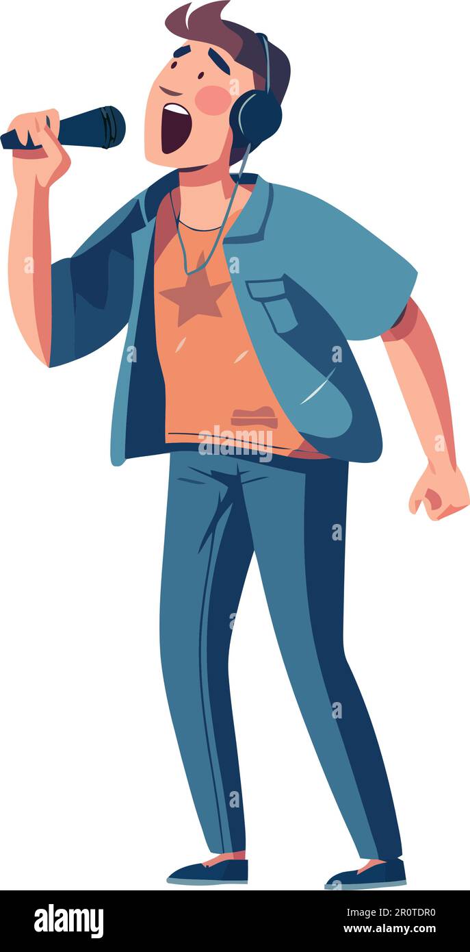 man holding microphone singing over white Stock Vector Image & Art - Alamy