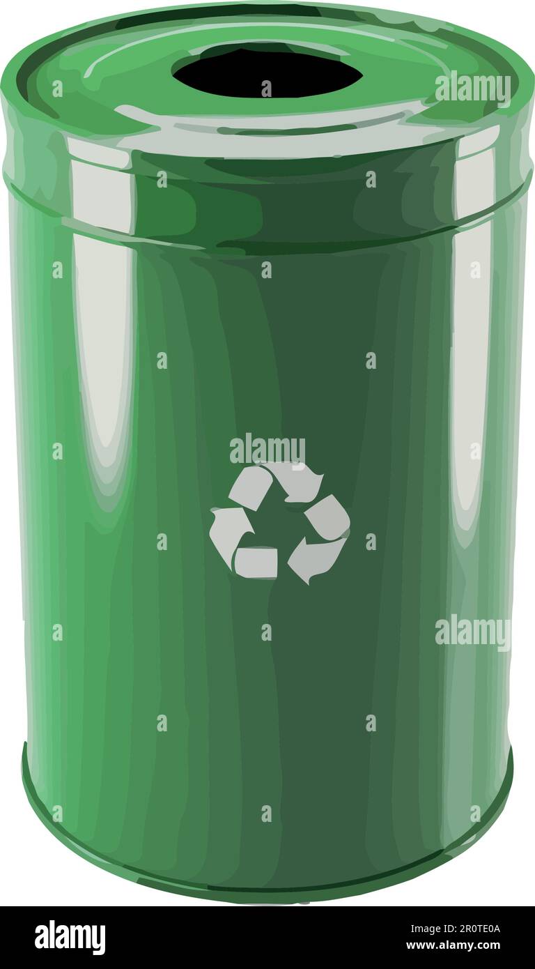 Recycling green trash bin over white Stock Vector Image & Art - Alamy