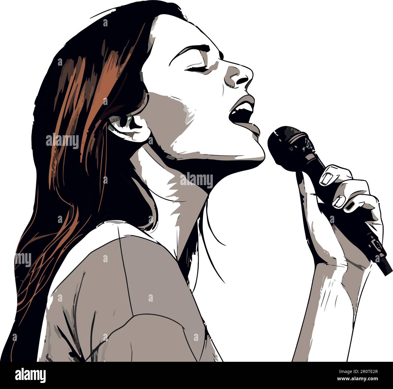 One young adult singer performs rock karaoke isolated Stock Vector ...