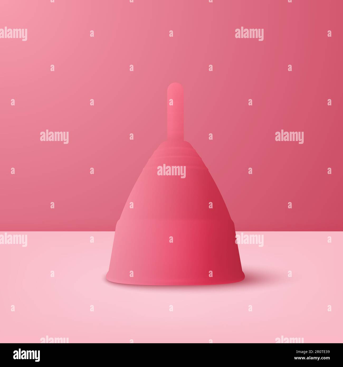 Vector 3d Realistic Pink Menstrual Hygiene Silicone Cup Closeup on Pink ...