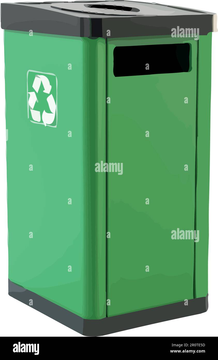 Recycling green garbage bin container over white Stock Vector Image & Art - Alamy