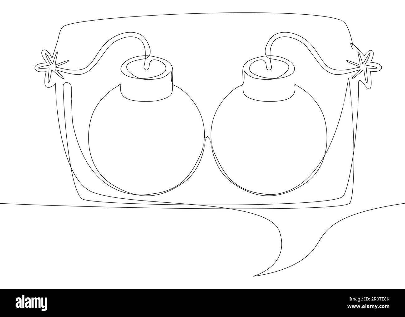 One continuous line of speech bubble with Bomb. Thin Line Illustration ...