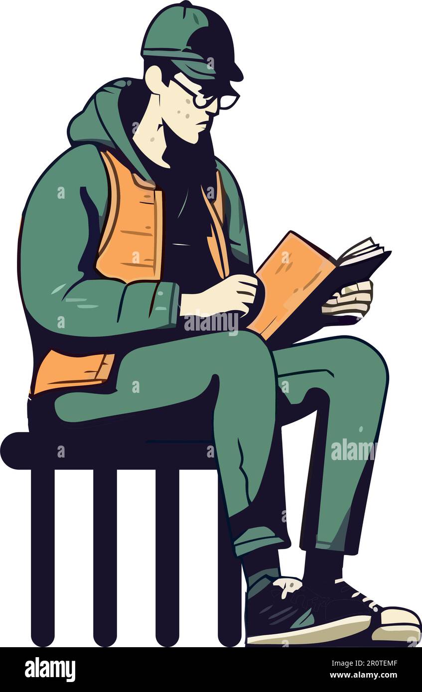 Businessman reading in chair Stock Vector Images - Alamy