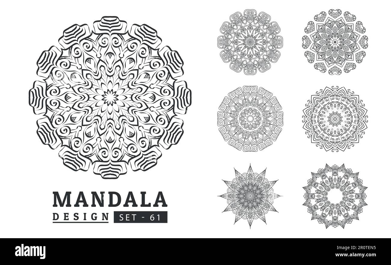 Flower Mandala background design set vector illustration Stock Vector ...