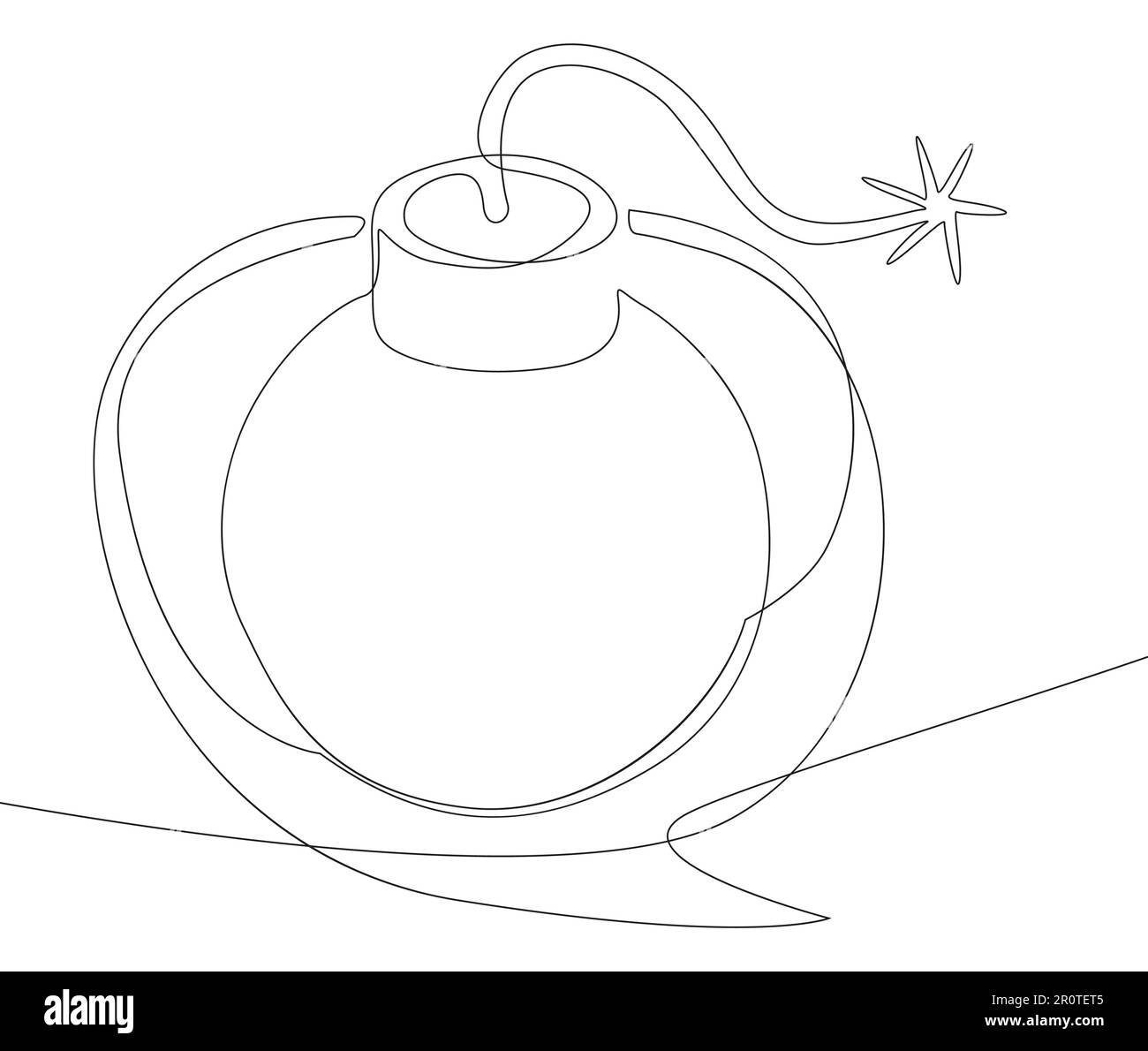 One continuous line of speech bubble with Bomb. Thin Line Illustration ...