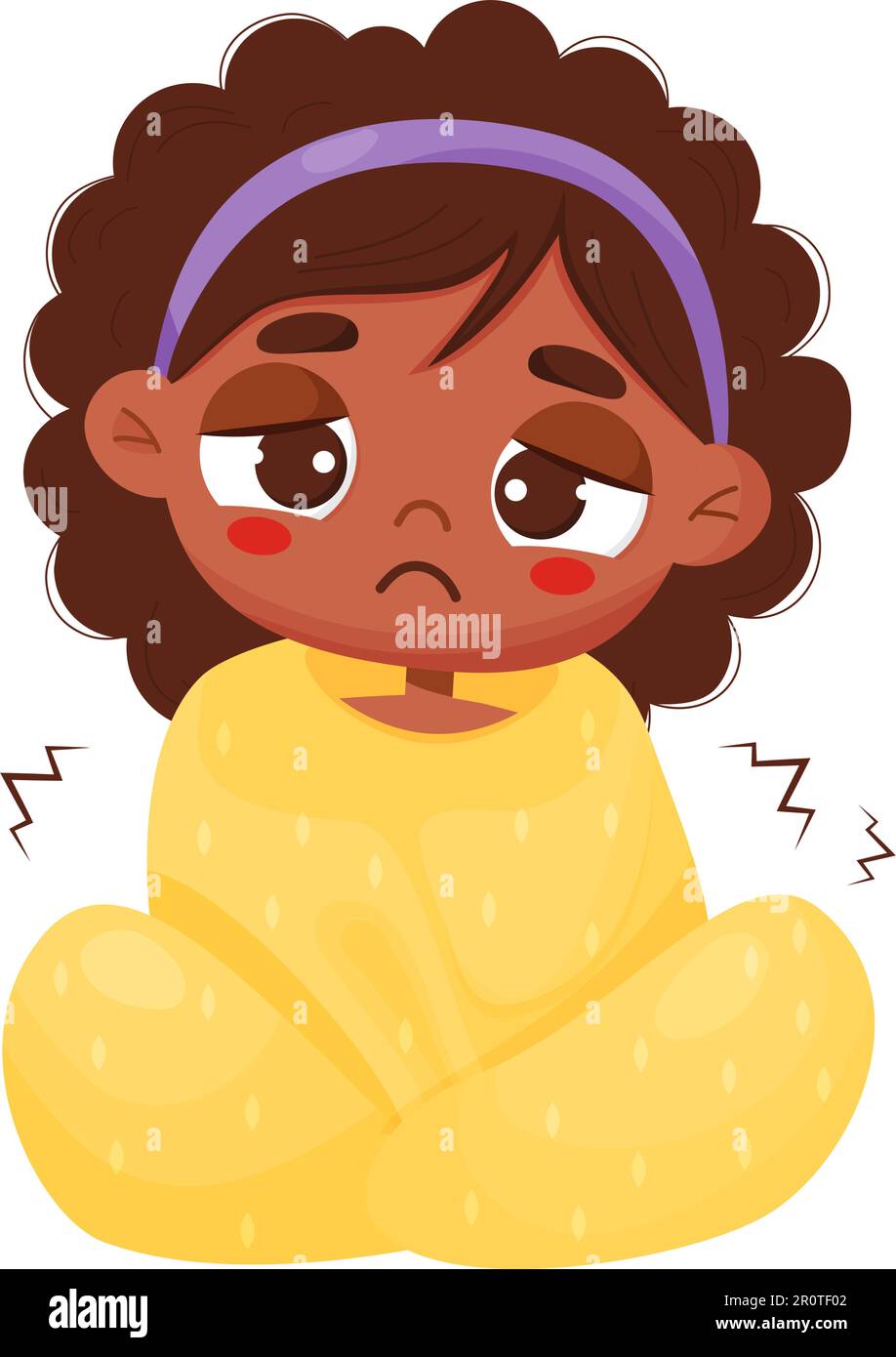 Suffering sick ethnic girl wrapped in blanket shivering. Vector ...