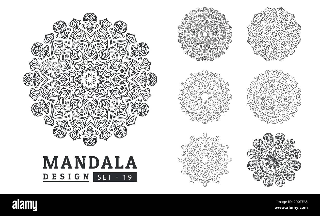 Black and white flower mandala art set Stock Vector Image & Art - Alamy