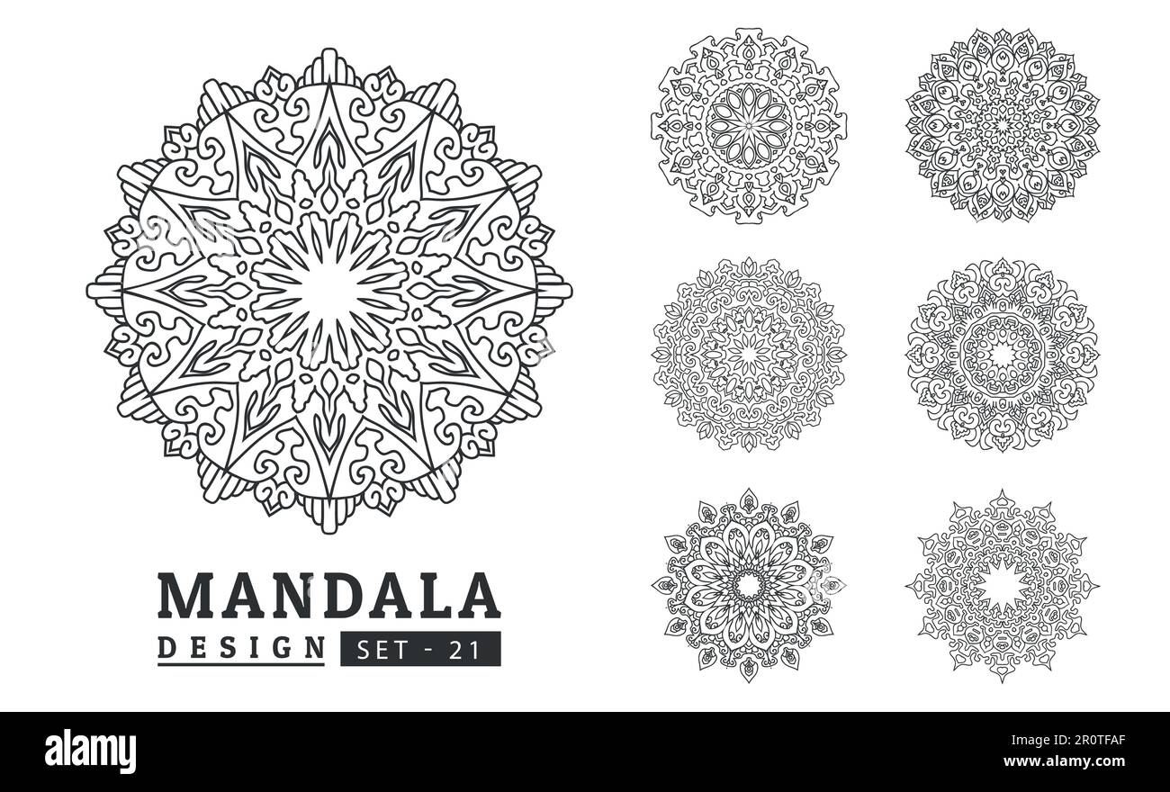 Black and white flower mandala art set Stock Vector Image & Art - Alamy