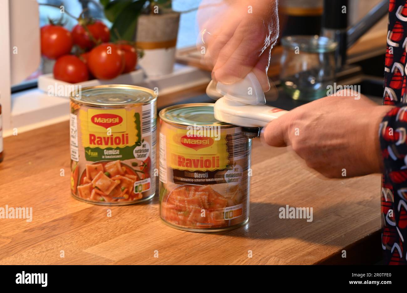 Stuttgart, Germany. 08th May, 2023. Canned ravioli from Maggi stand in ...