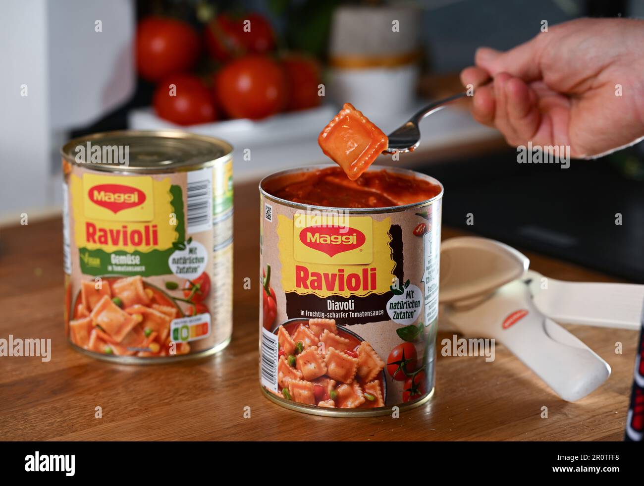 Stuttgart, Germany. 08th May, 2023. Canned ravioli from Maggi standing ...