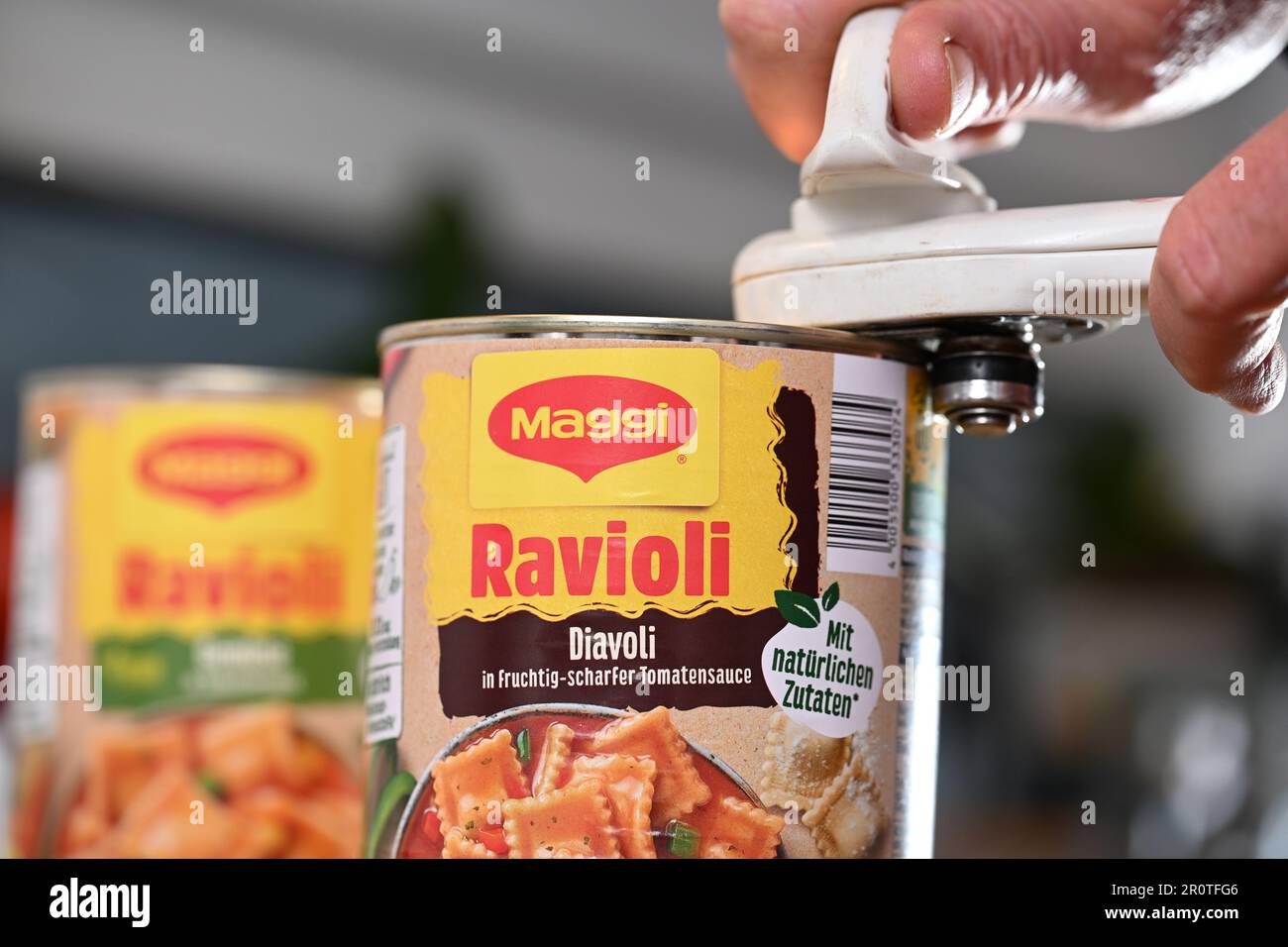 Stuttgart, Germany. 08th May, 2023. Canned ravioli from Maggi stand in ...