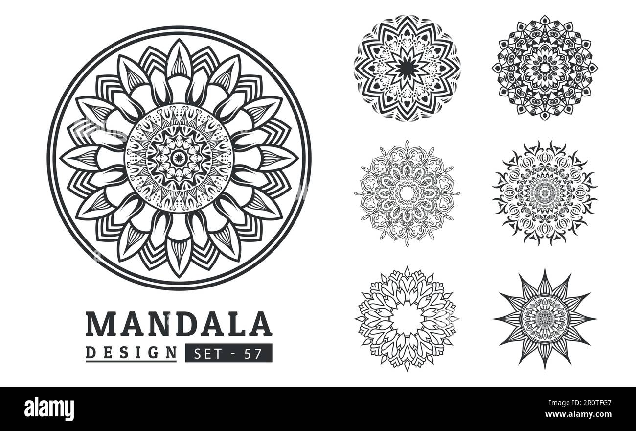 Flower Mandala background design set vector illustration Stock Vector ...