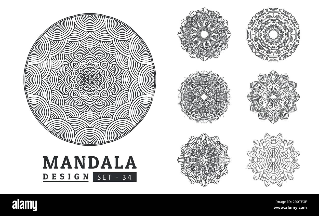 Black and white flower mandala set vector Stock Vector Image & Art - Alamy