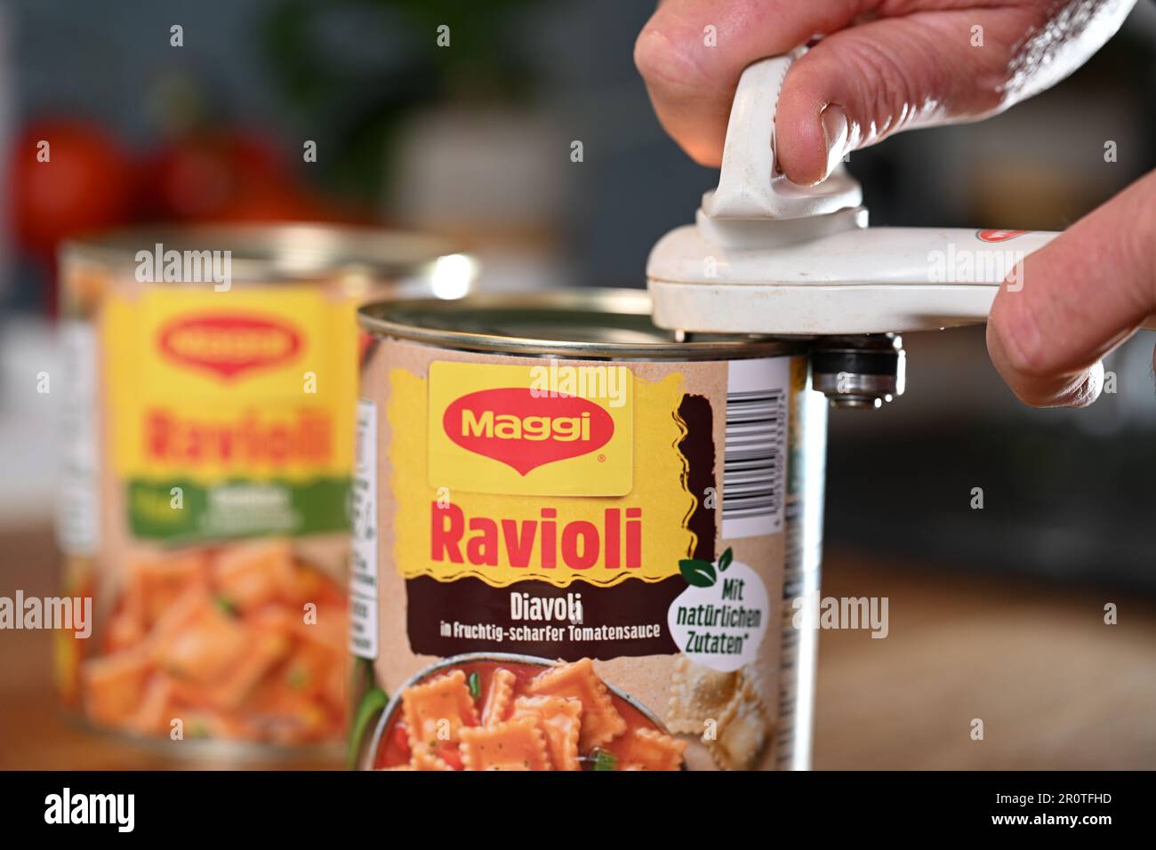 Stuttgart, Germany. 08th May, 2023. Canned ravioli from Maggi stand in ...
