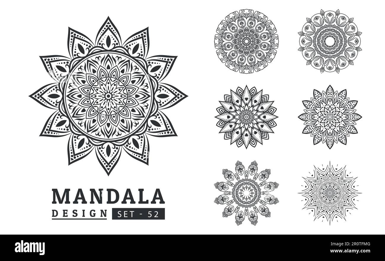 Mandala Flower Black And White Flower Mandala Designs Set. New Mandala