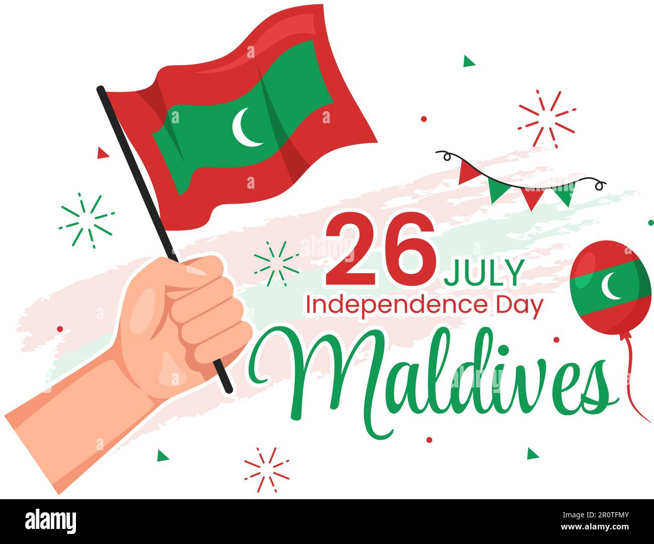 Happy Maldives Independence Day Vector Illustration on 26 July with ...