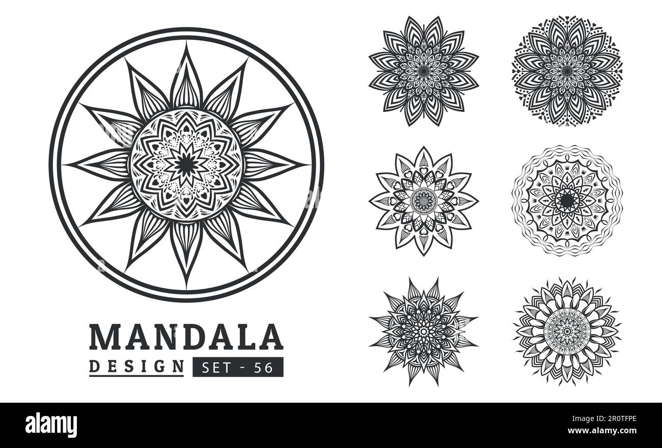 Flower Mandala background design set vector illustration Stock Vector ...