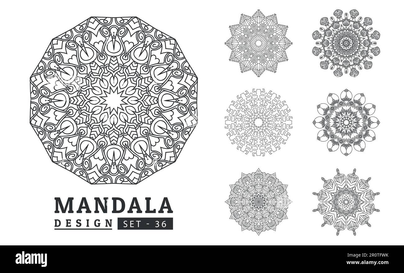 Black and white flower mandala set vector Stock Vector Image & Art - Alamy
