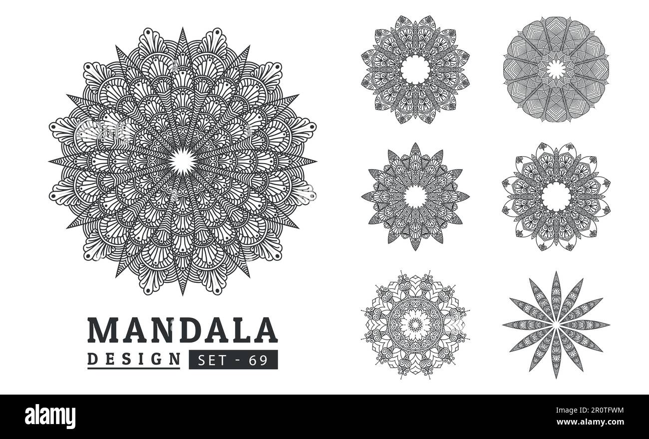 Mandala background design set vector illustration Stock Vector Image ...
