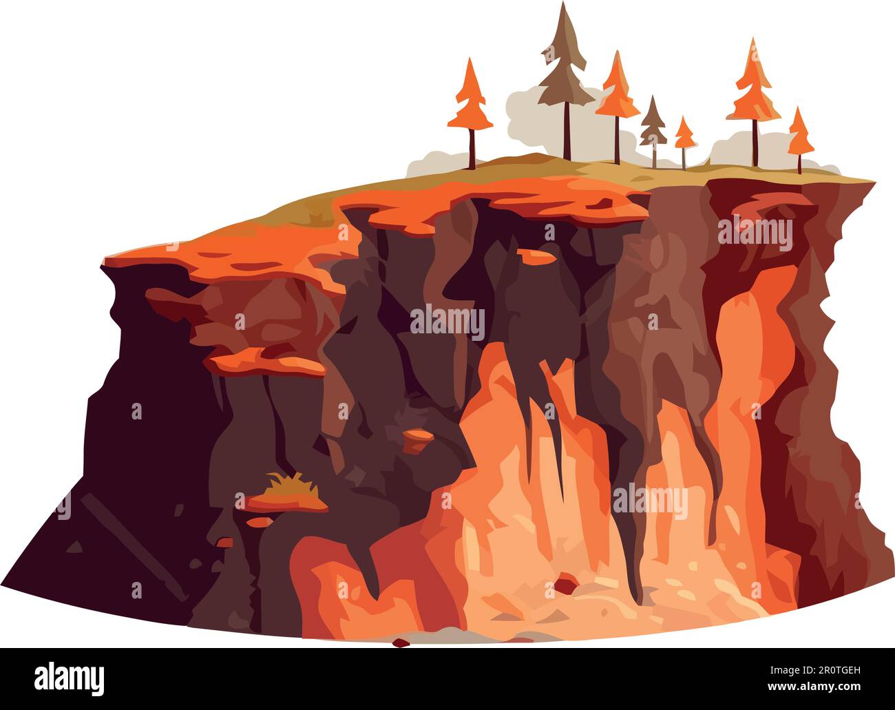 Mountain landscape tree and rock Stock Vector Image & Art - Alamy