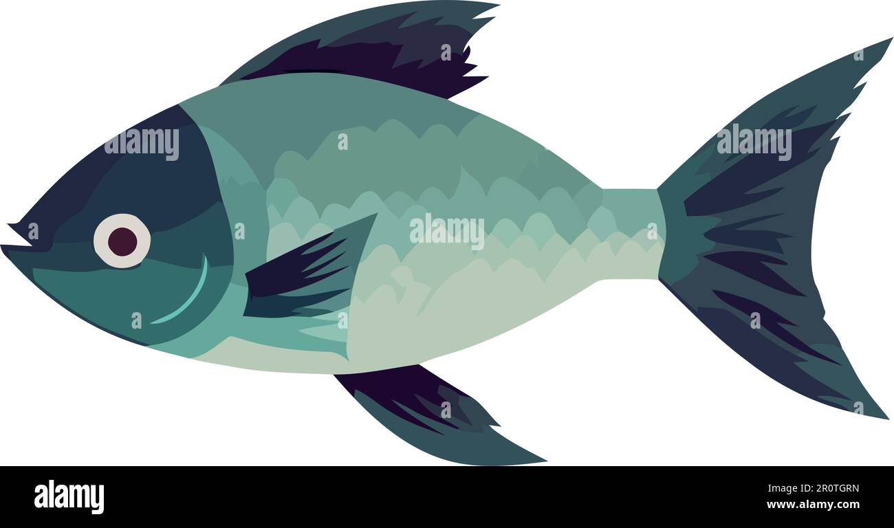 Underwater cartoon fish swimming in tropical blue waters Stock Vector ...