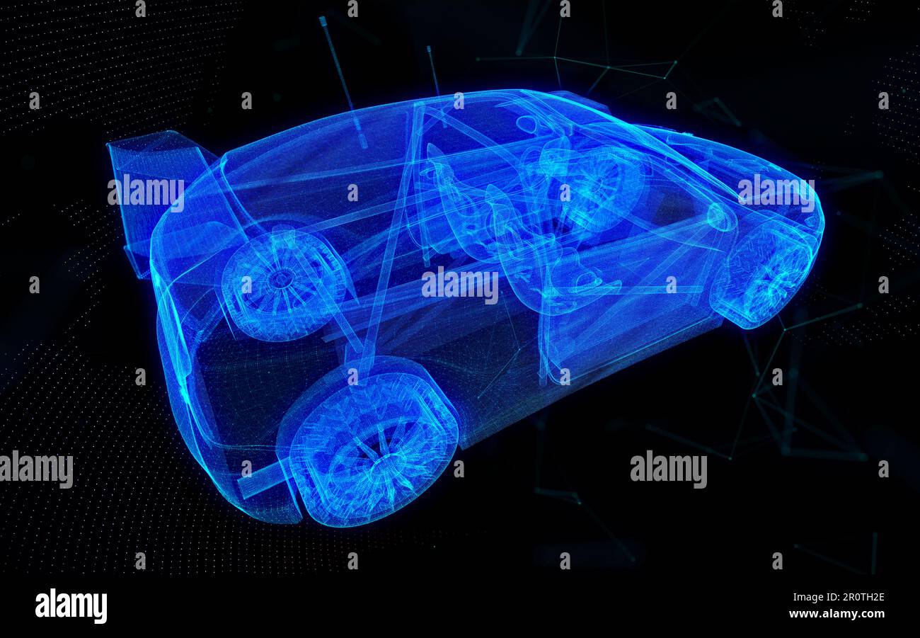 Modern car frame with high tech UI details in dark environment Stock ...