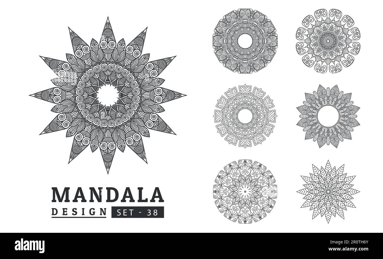 Black and white flower mandala set vector Stock Vector Image & Art - Alamy