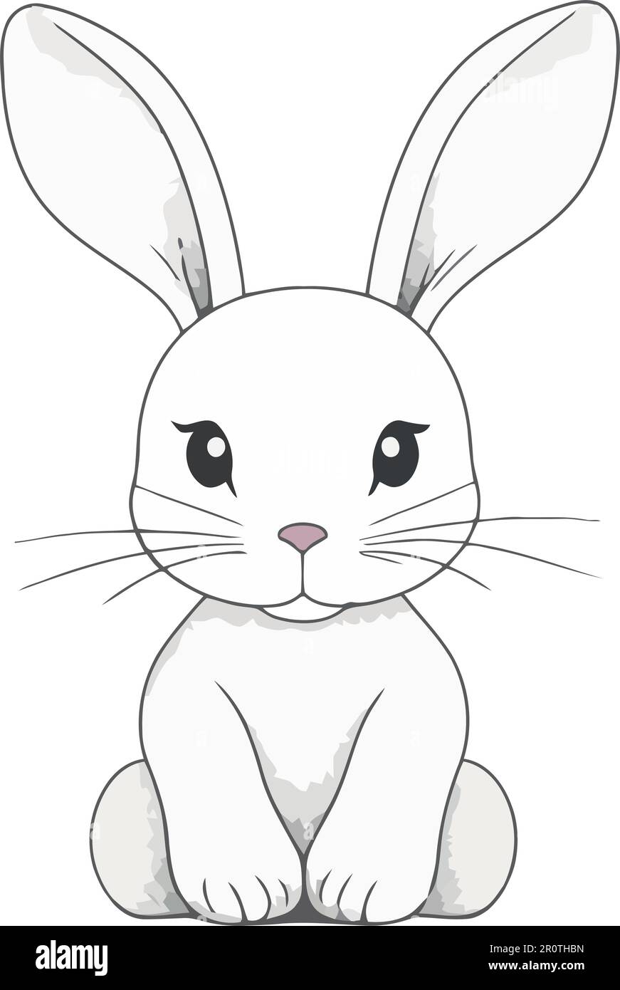 Cute cartoon baby rabbit sitting with animal ear Stock Vector Image ...