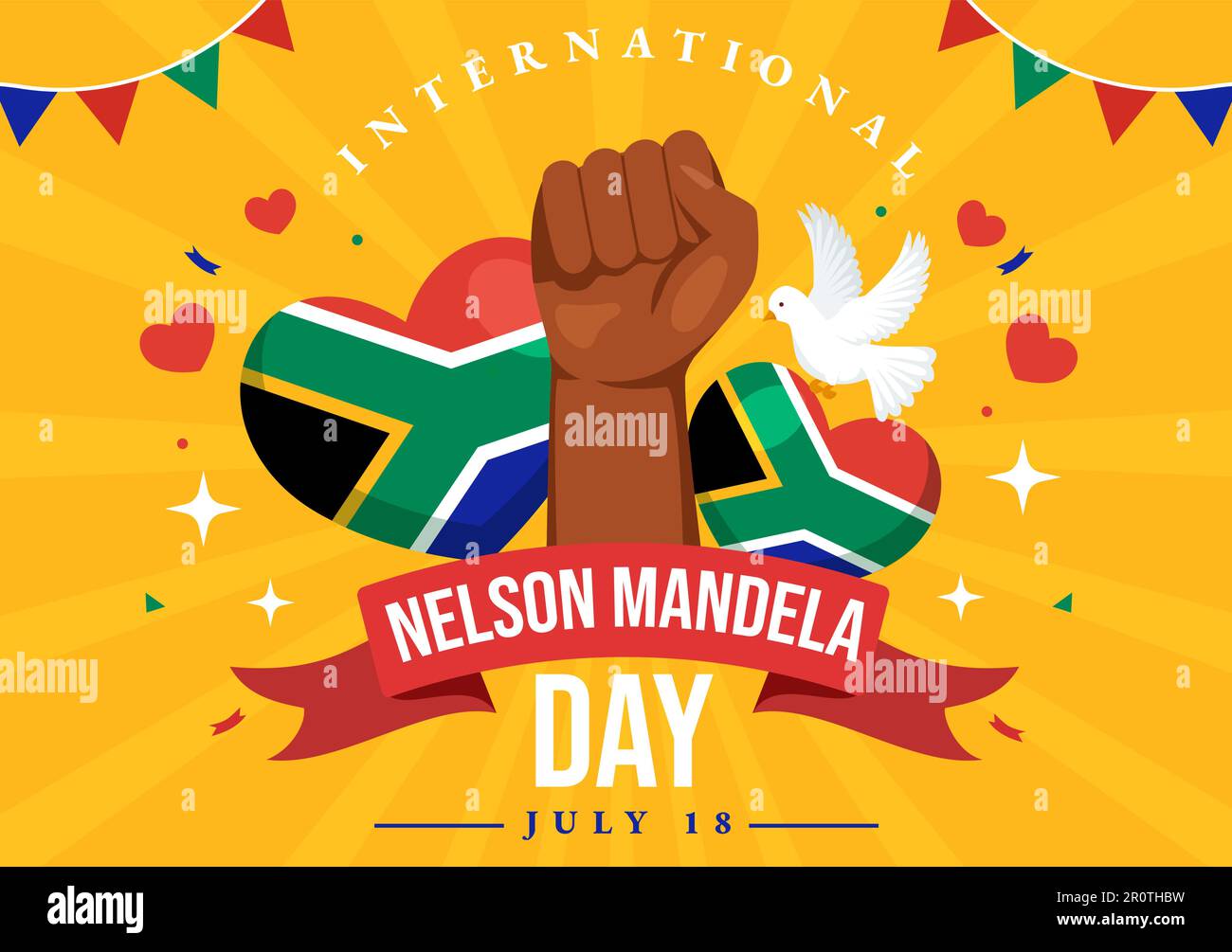 Happy Nelson Mandela International Day Vector Illustration on 18 July ...