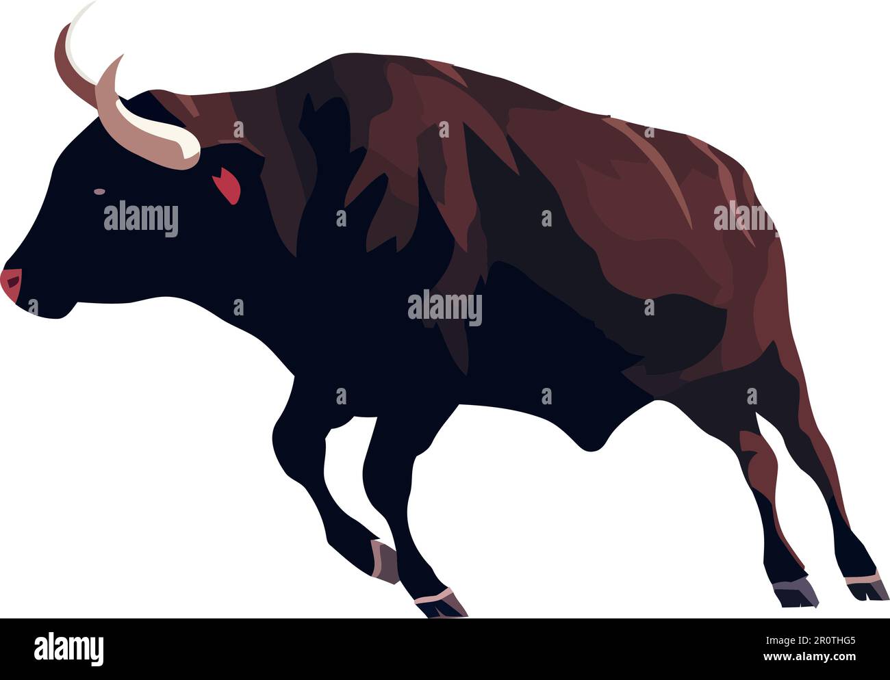 Large horned cattle grazing in rural meadow Stock Vector Image & Art ...