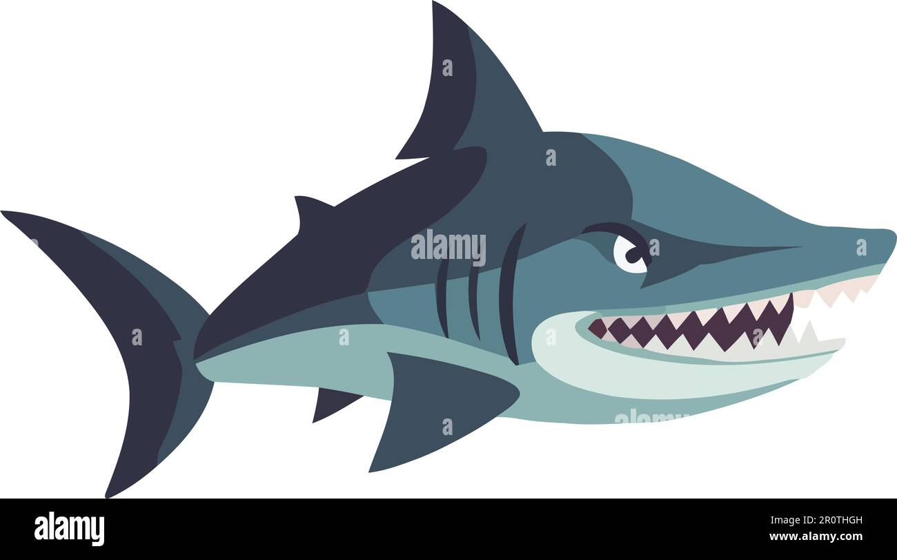 Aquatic cartoon fish with sharp teeth silhouette Stock Vector Image ...