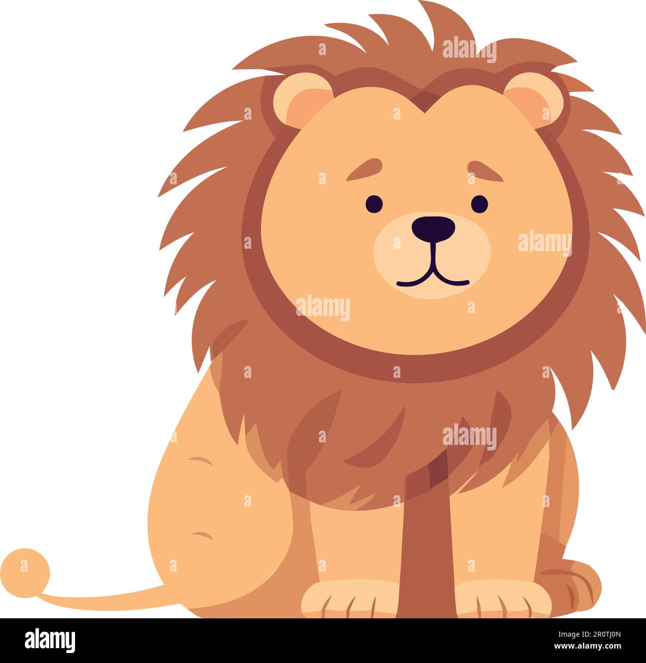 Cute lion sitting with fluffy mane smiling Stock Vector Image & Art - Alamy