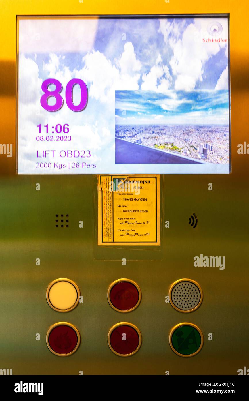 Elevator signs at Landmark 81 tower, Ho Chi Minh City, Vietnam Stock Photo - Alamy
