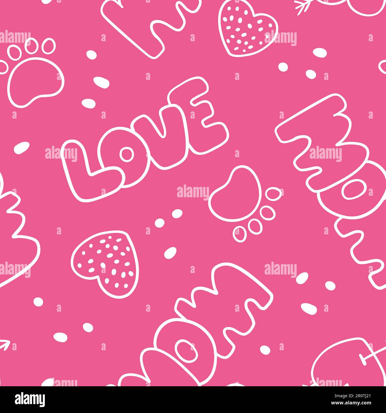 Love mom lettering and seamless pattern. Childish print for nursery in ...