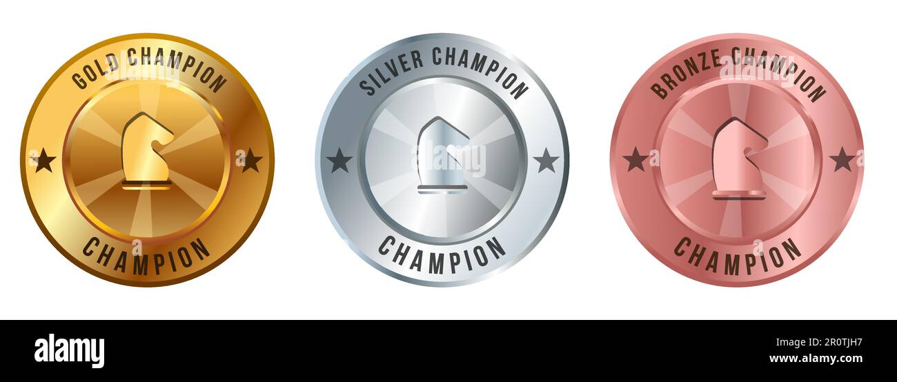 Chess game business strategy gold medal silver and bronze award ...