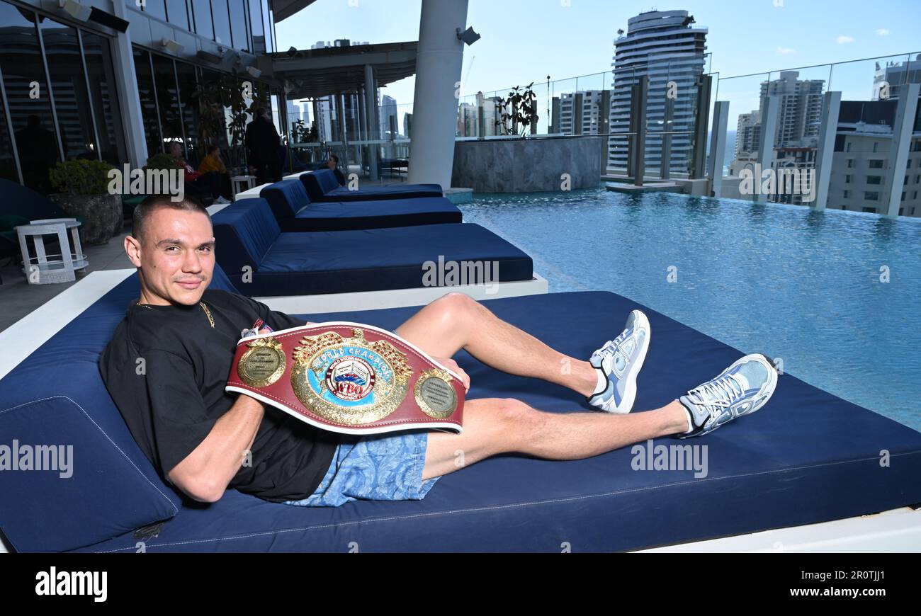 Australian boxer Tim Tszyu poses for a photograph during a press ...
