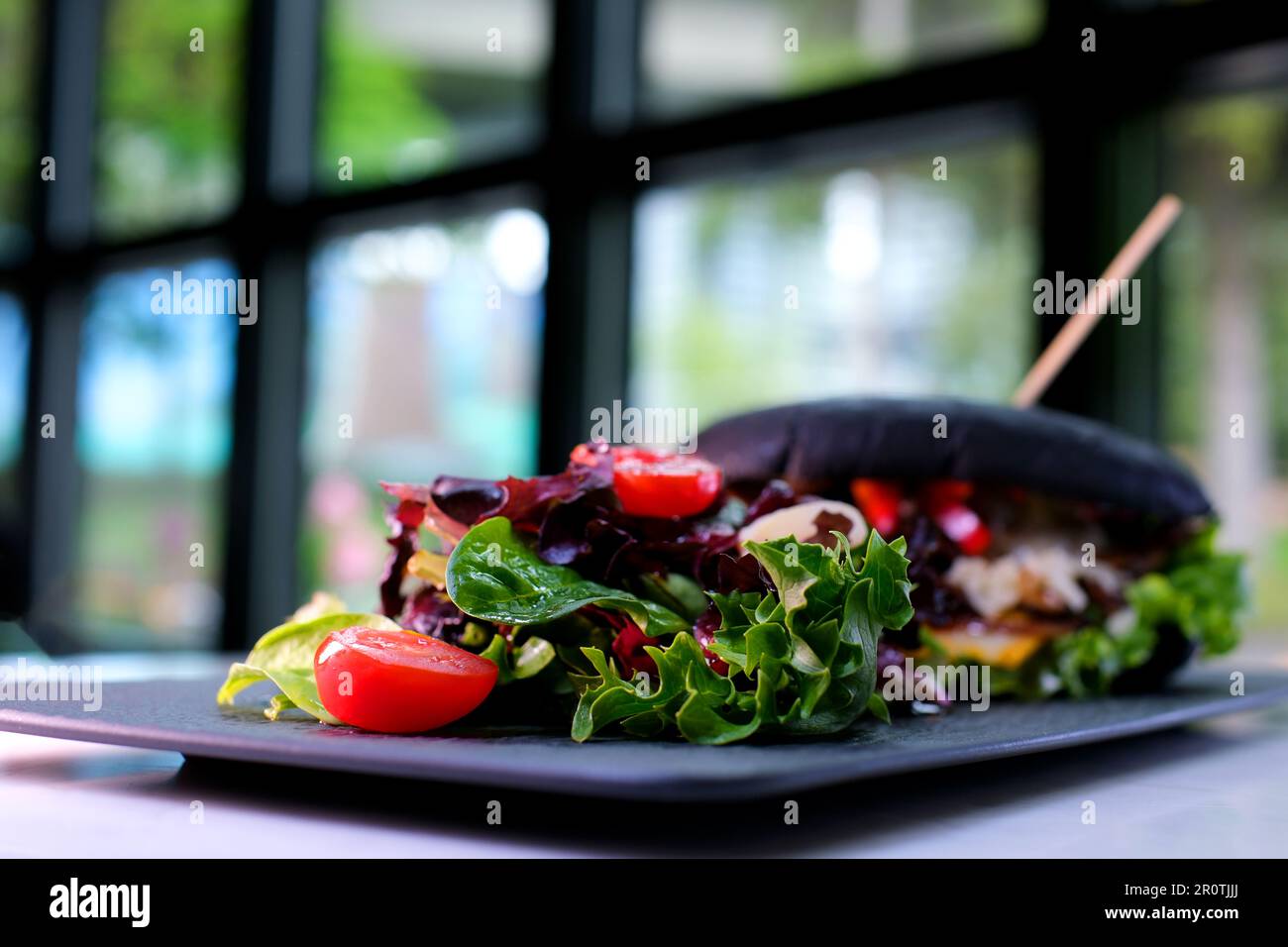 black bread bun with cuttlefish ink sandwich cheeseburger hamburger ...