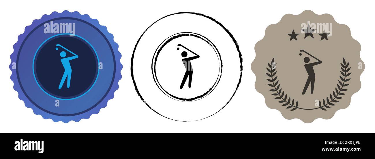 Golf competition tee ball golfing golfer golden emblem medallion medal ...