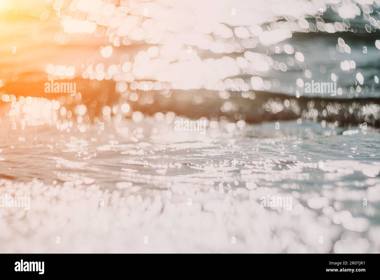 Abstract sea summer ocean sunset nature background. Small waves on ...