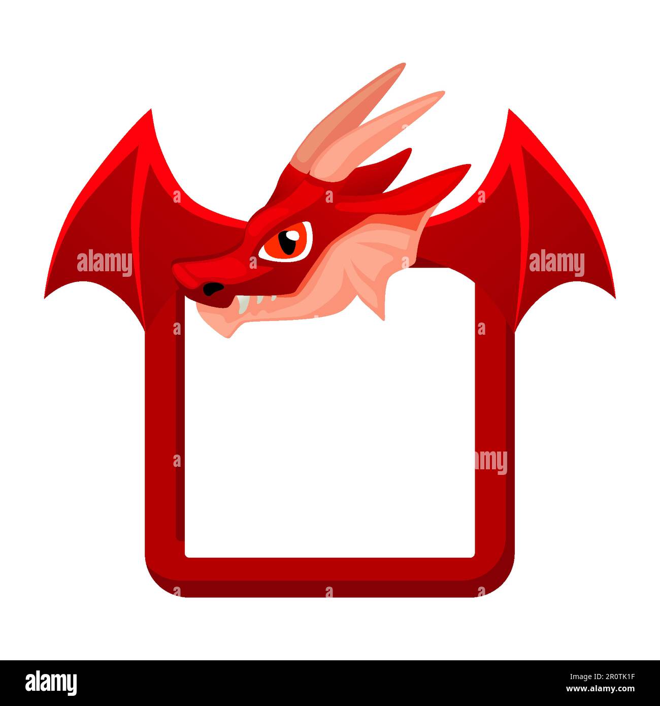 Avatar frame Dragon, square animal template for game. Vector ...