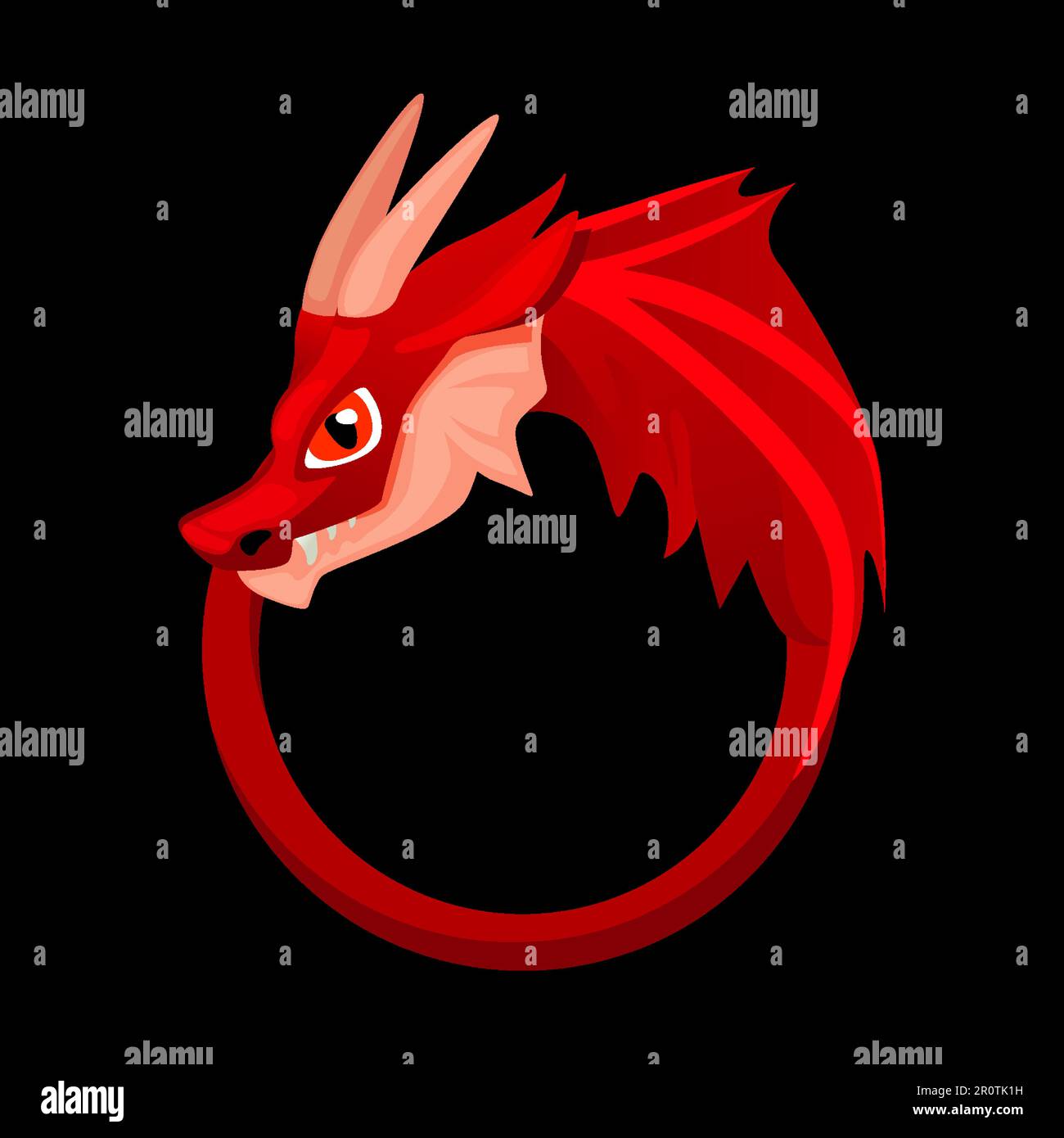 Avatar frame Dragon, round animal template for game. Vector ...