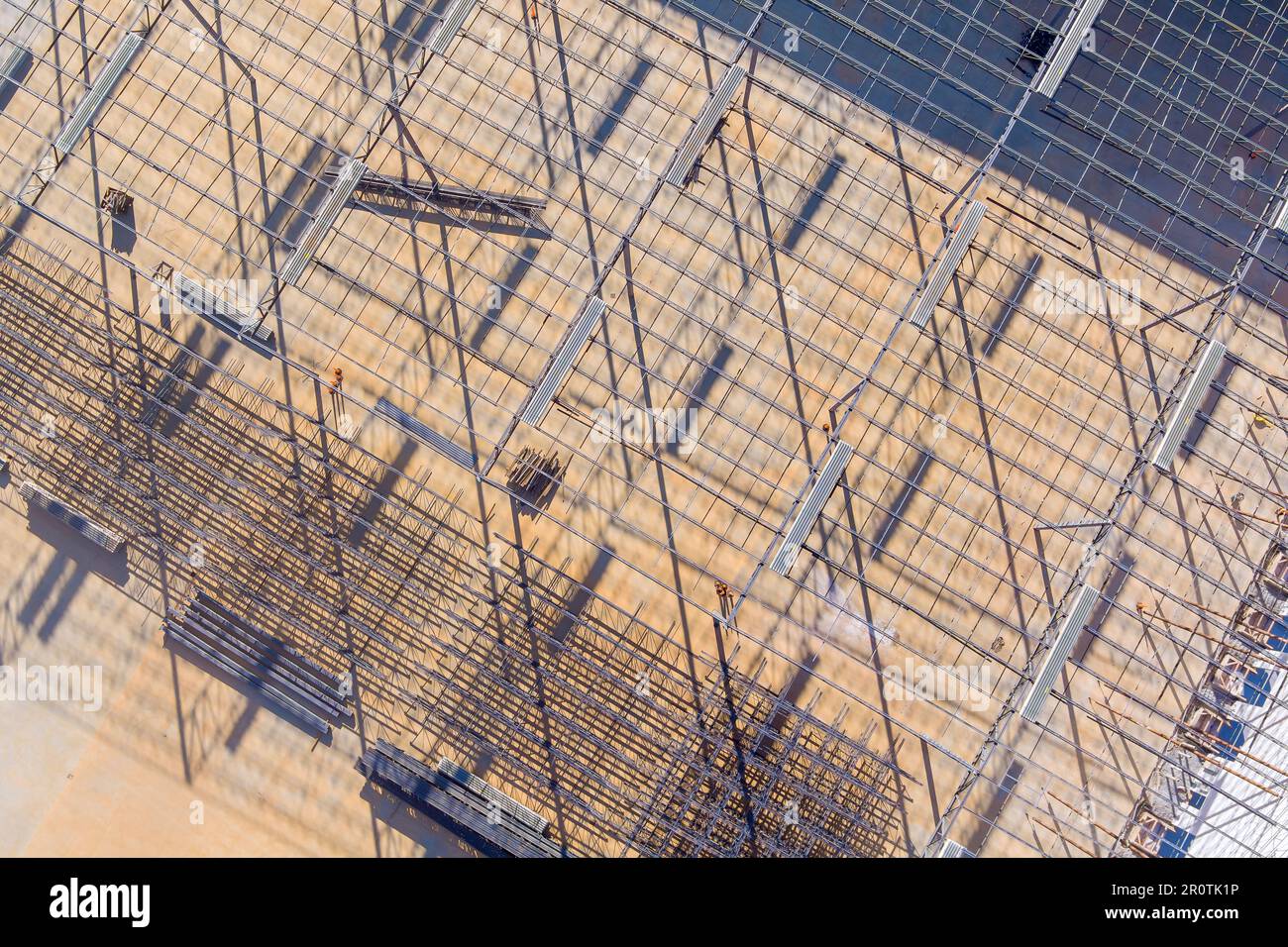 Assembling with metal trusses construction frames in construction site ...