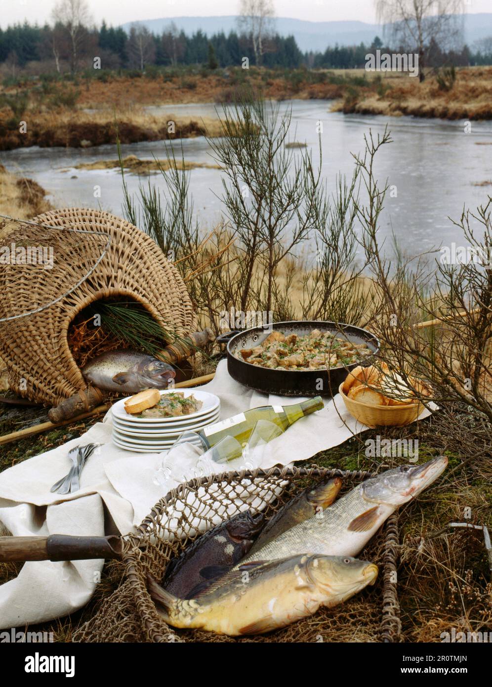 Meal prepared after fishing Stock Photo - Alamy