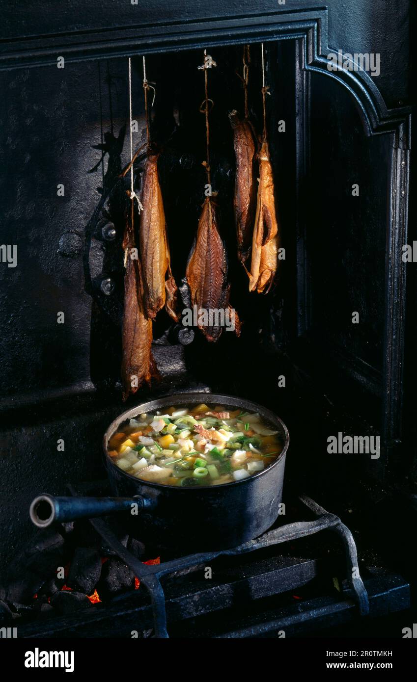Smoked herring and vegetable soup Stock Photo - Alamy