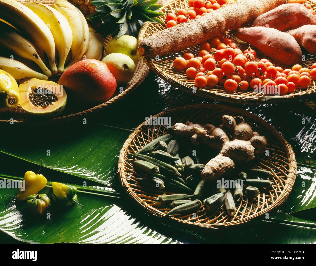 Selection of exotic products Stock Photo - Alamy