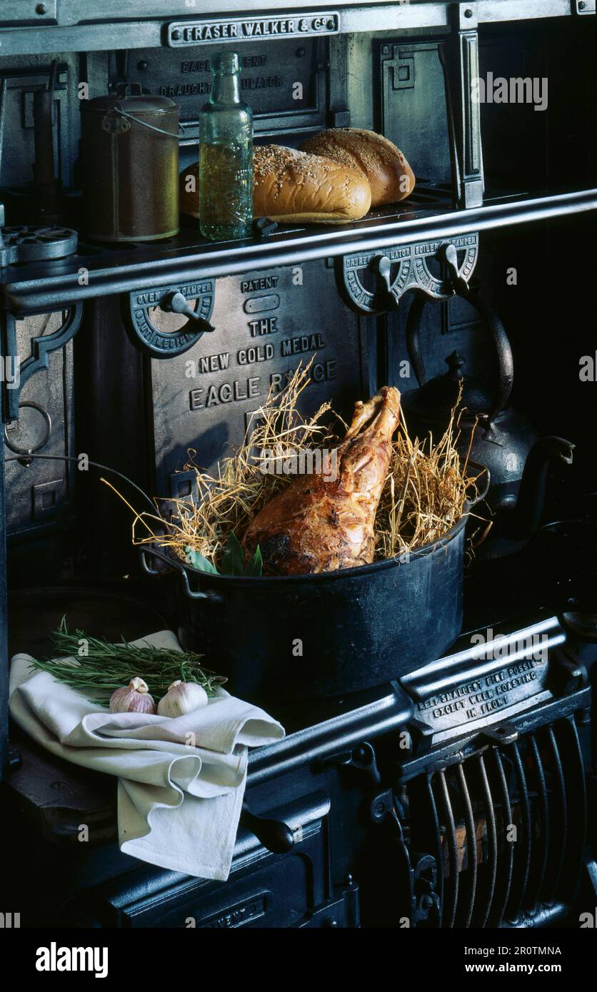 Leg of lamb cooked in hay Stock Photo - Alamy
