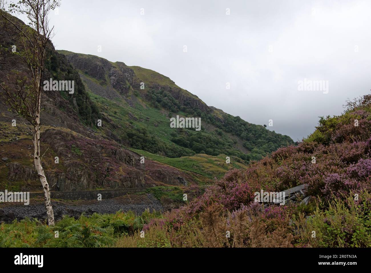 Nant Peris, Snowdonia valley and mountain cloudy sky Stock Photo - Alamy