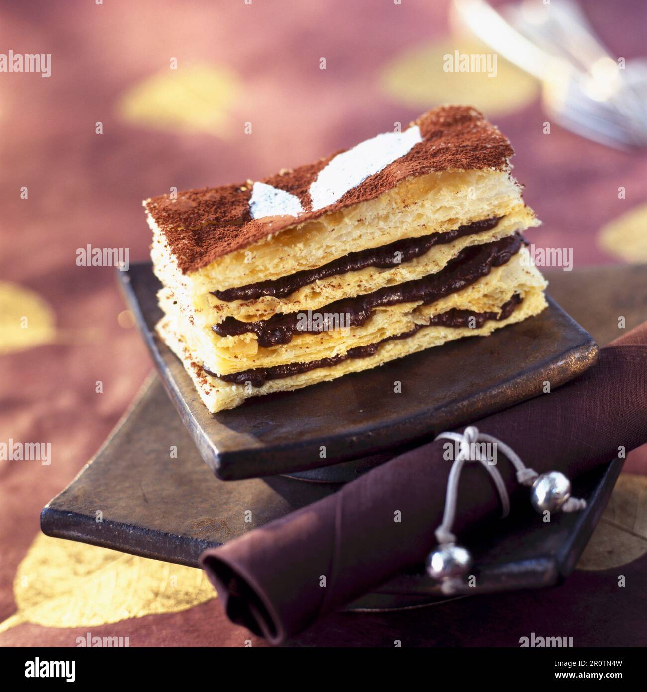 chocolate millefeuille pastry Stock Photo - Alamy