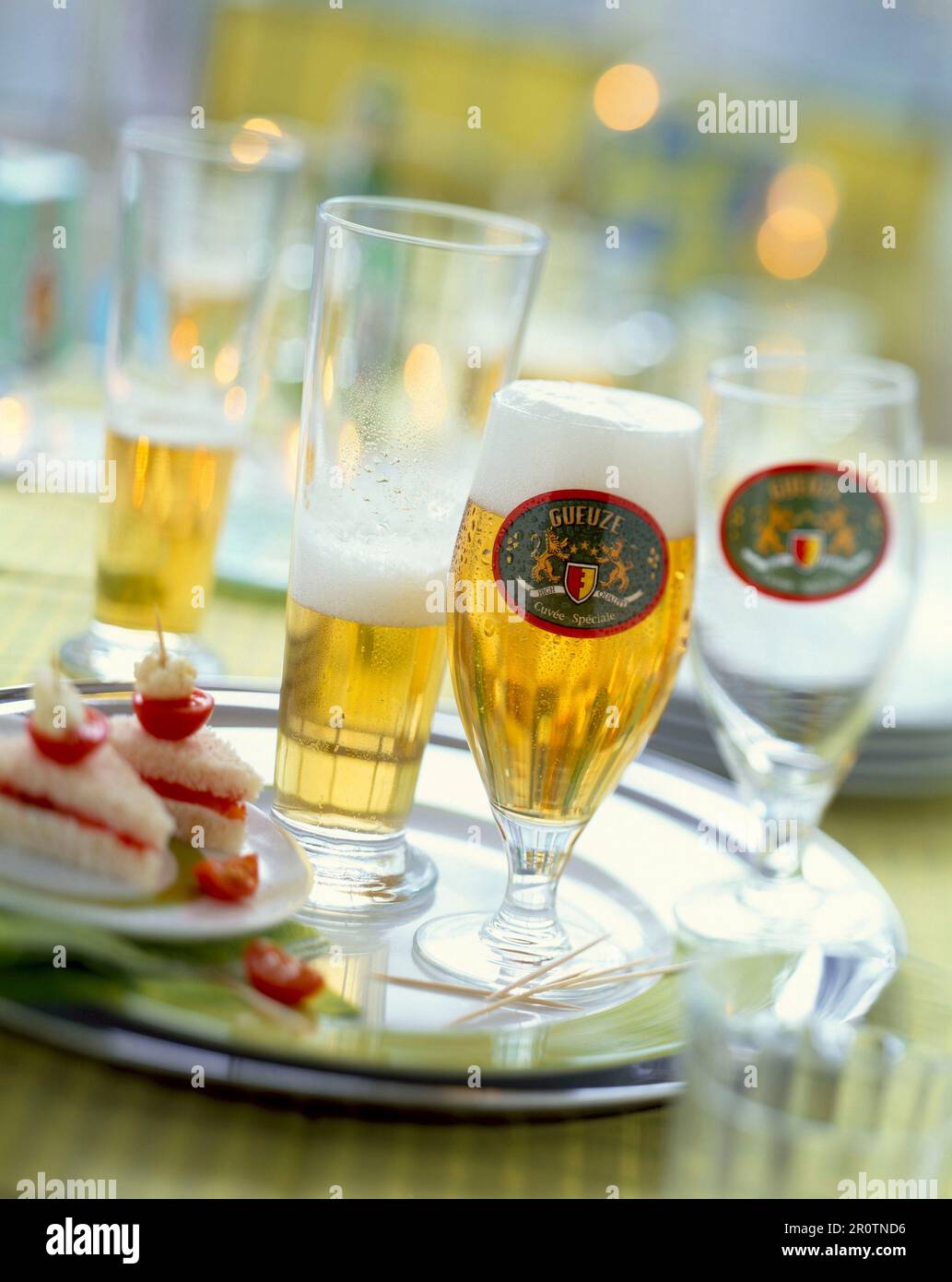 Beer and bite-sized sandwiches Stock Photo - Alamy